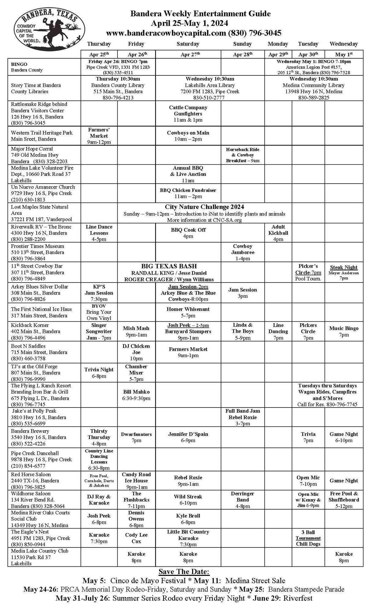 Weekly Entertainment Guide