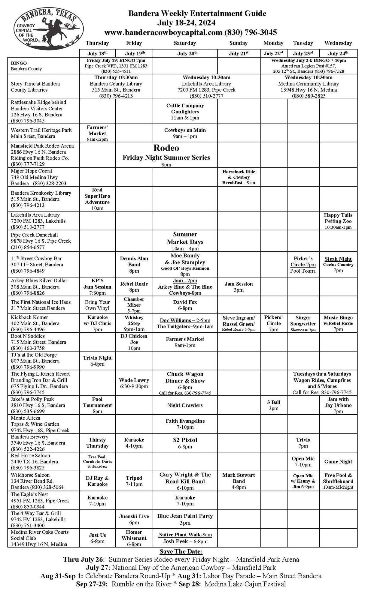 Weekly Entertainment Guide