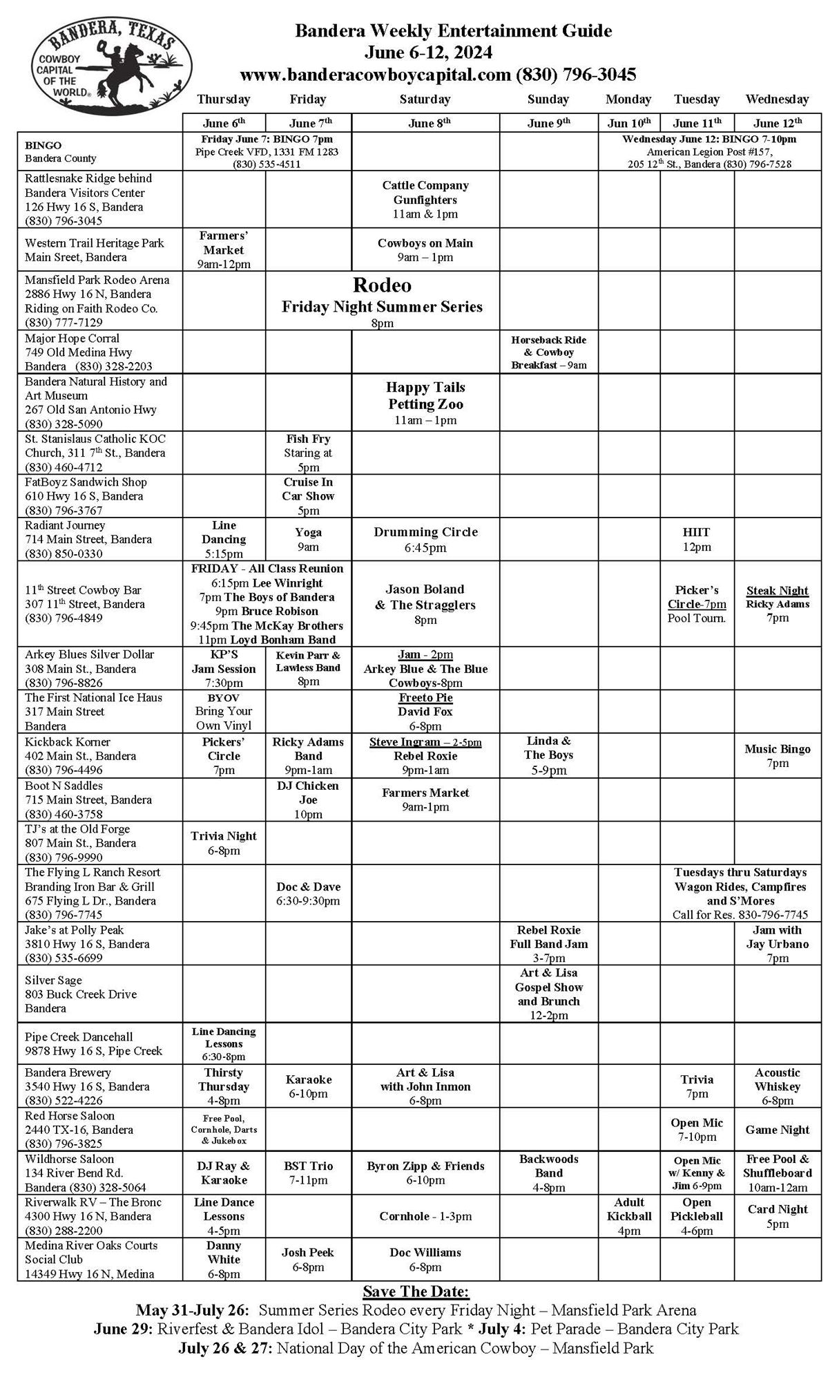 Weekly Entertainment Guide