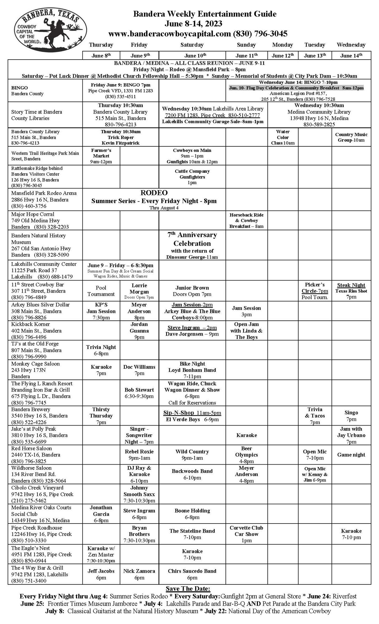 Weekly Entertainment Guide