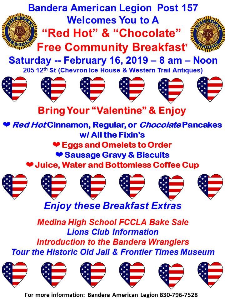 Bandera American Legion Post 157, Community Breakfast
