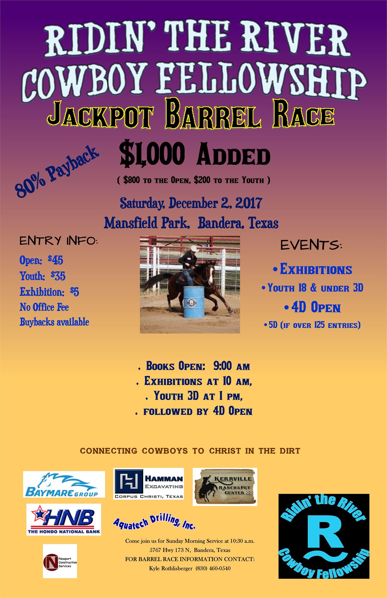 Ridin' The River Cowboy Fellowship Jackpot Barrel Race